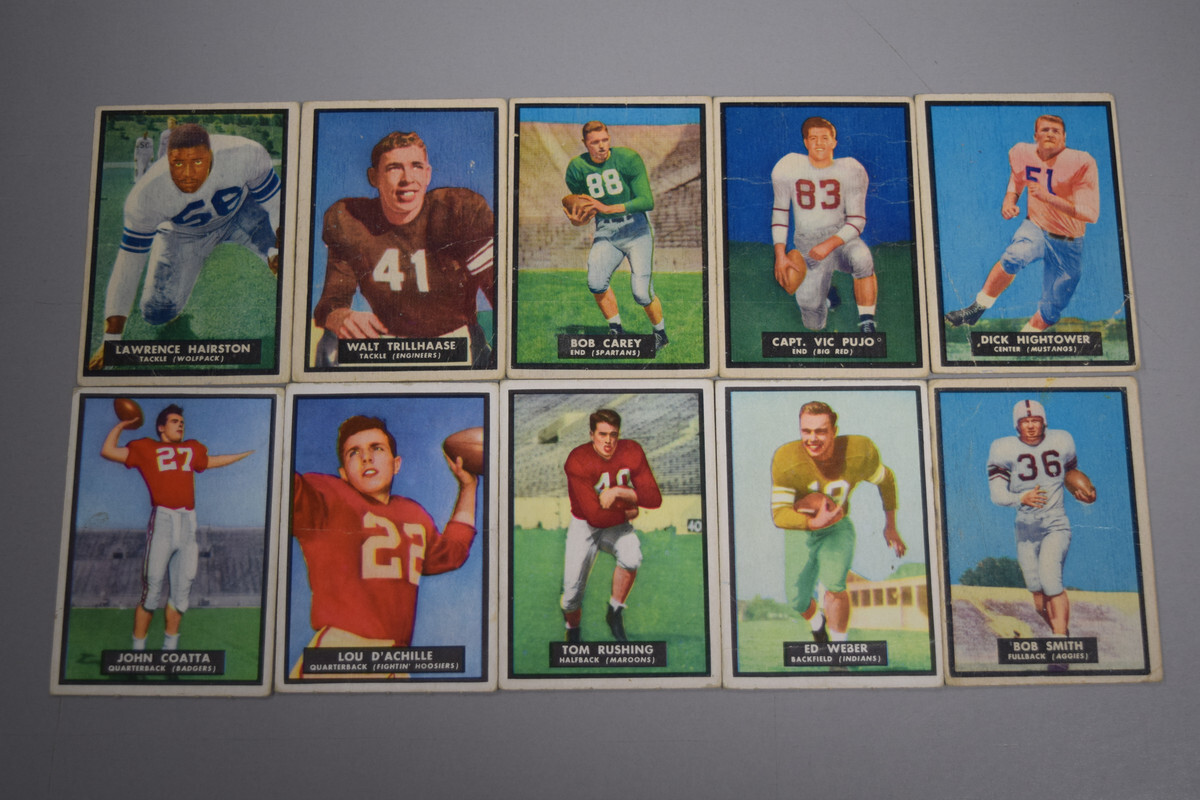 Lot Of (10) 1951 Topps Magic Football Starter Set Lot Weber Pujo Coatta ...