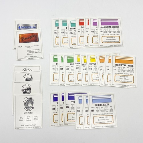 Rodeo-Opoly Monopoly Style Game 28 Title Deed Cards Replacement Part ...