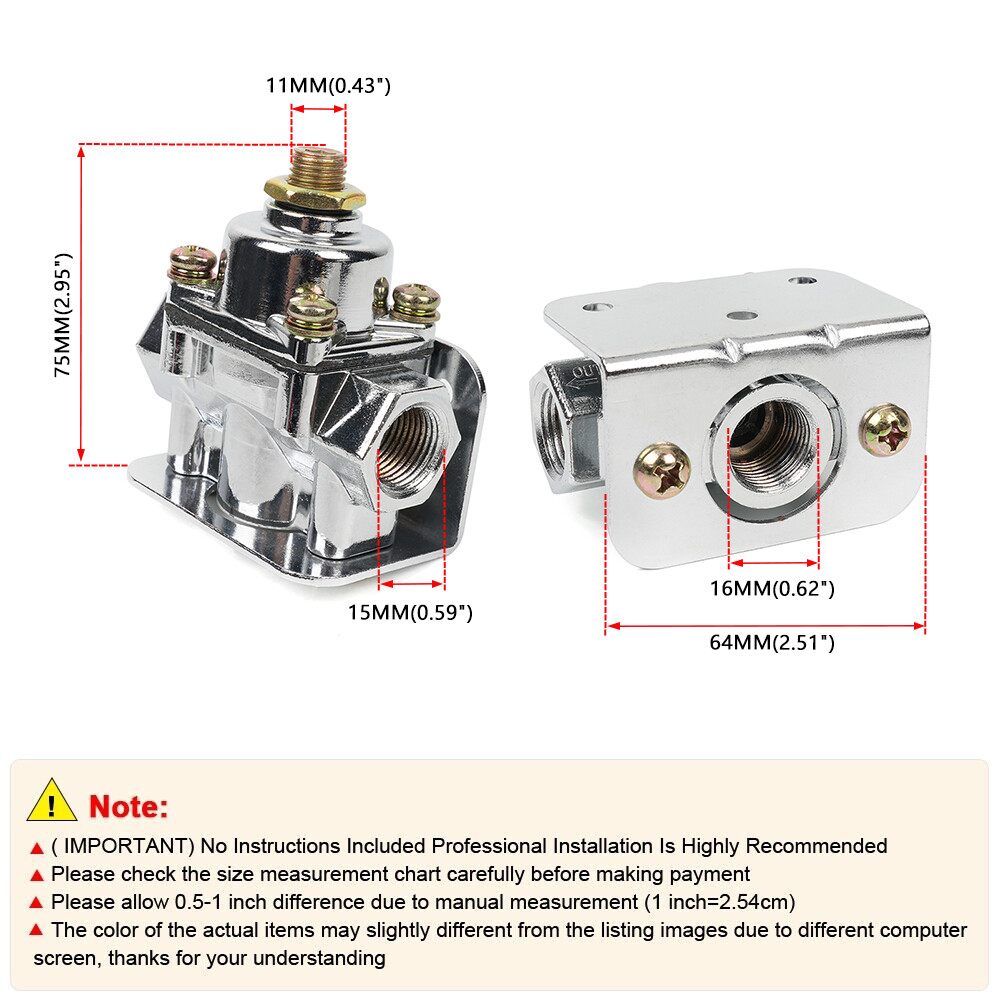 For Holley 12-804 Chrome Universal Carbureted Fuel Pressure Regulator 1 ...