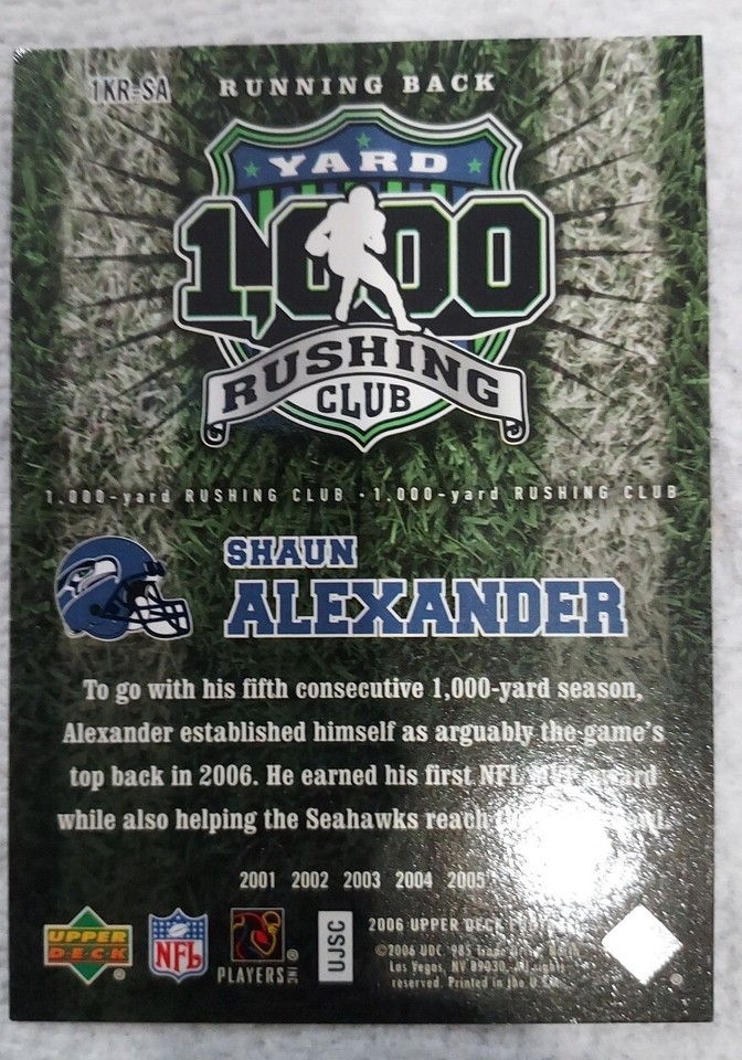 2006 Upper Deck 1000 Yard Rushing Club Shaun Alexander #1KR-SA | eBay
