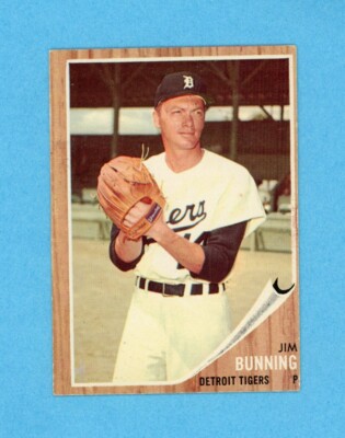 1962 Topps #460 Jim Bunning Detroit Tigers Semi High Number Baseball ...