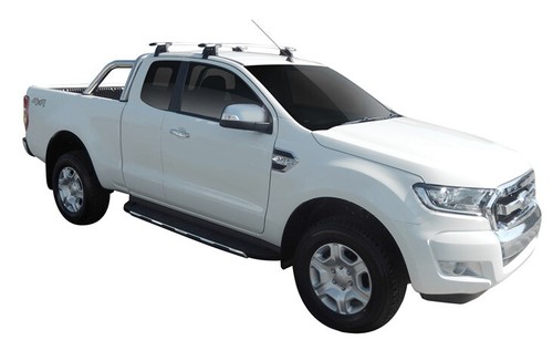 Prorack Silver 2 Bar Aero Through Bar kit to suit Ford Ranger Super Cab ...