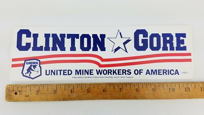 CLINTON GORE United Mine Workers of America Union 11½” x 3½” Bumper ...