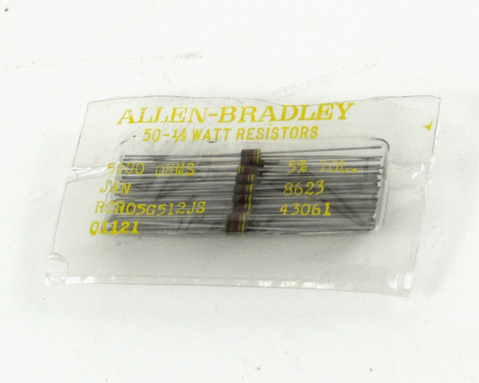 Lot of (50) Allen-Bradley RCR05G512JS Resistors - 1/8 Watt, 5100 Ohms ...