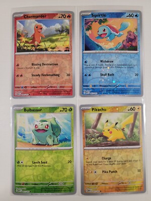 Pokemon 151 Cosmo Reverse Holo Set Charmander, Squirtle, Bulbasaur ...