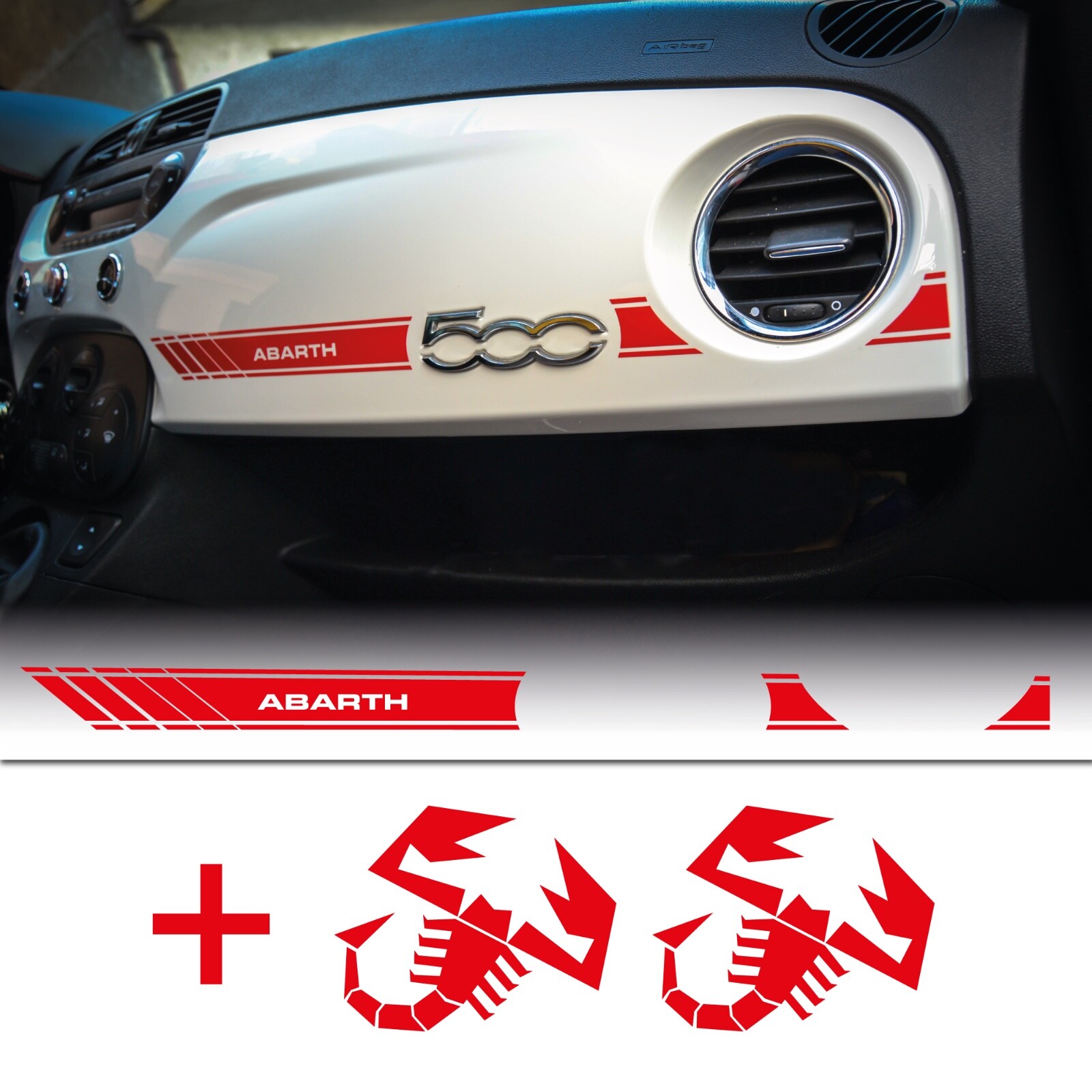 Sticker for Fiat 500 Abarth Dashboard Red Scorpion 595 Band Sticker | eBay