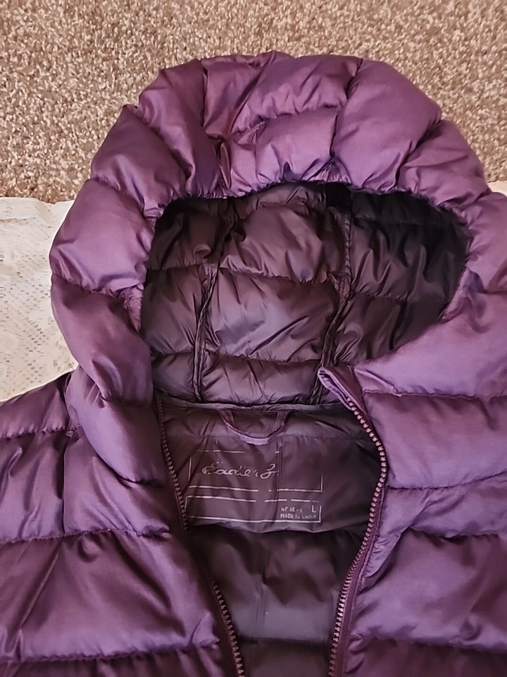 Eddie Bauer Women's Lrg EB650 Long Down Puffer Jacket Zip Coat Hooded ...