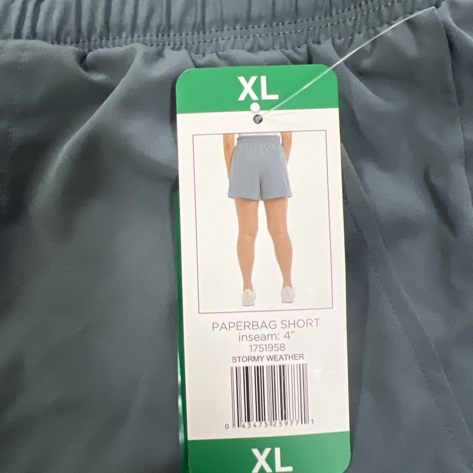 NWT Danskin Womens Shorts Paper Bag Woven Pockets Drawstring, Stormy ...