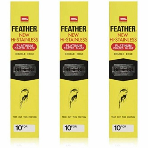 Feather Hi-Stainless Double Edge Platinum Coated Razor Blades – Pack Of ...