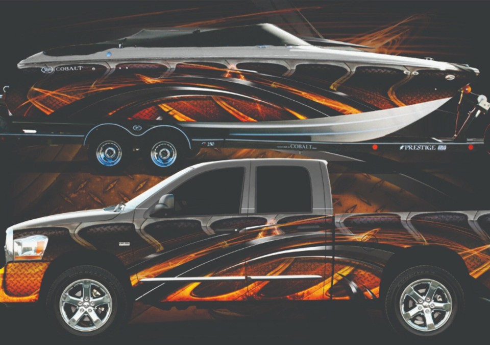 Fire flames Vehicle Car Truck Boat Half Wrap Vinyl Stickers Graphics ...