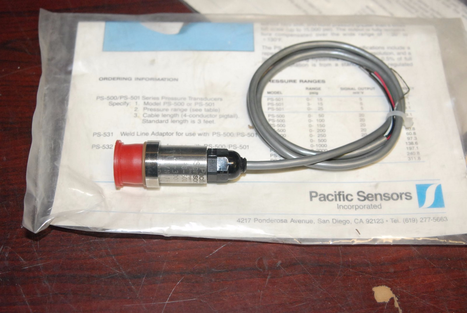 Pacific Sensors, PS-500, 0-300 PSI, Pressure Sensor, NEW | eBay