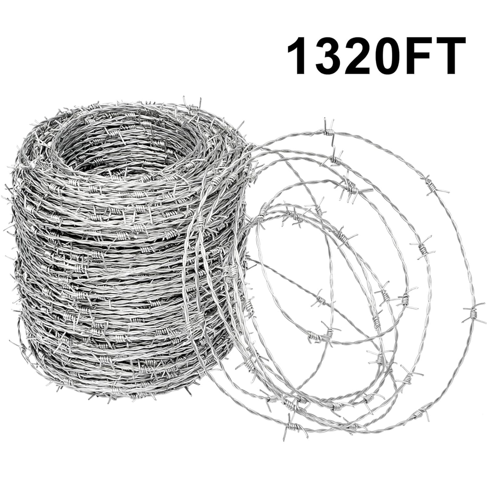 Real Barbed Wire 1320FT, 4 Point Barbed Wire Roll 18 Gauge, Barbed Wire ...