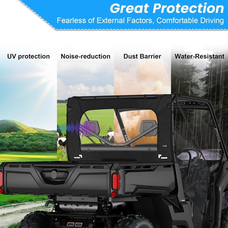 UTV Soft Rear Windshield Vent for Can-am Defender 2016-2024 HD 5/ 7/ 8 ...