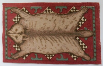 ARCTIC WOLF ANIMAL PELT Premium Felt Flannel c1908 approx 8" x 5" USA ...