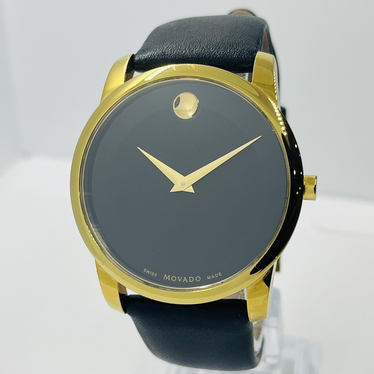 Movado Men's Museum Gold Steel Black Leather 40mm Sapphire Movado Men's Museum Gold Steel Black Leather 40mm Sapphire