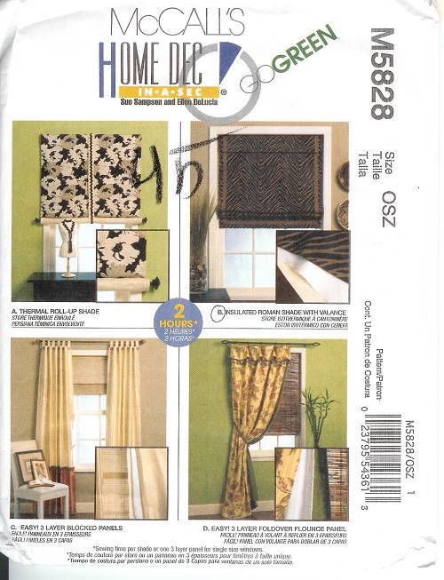 OOP McCalls Window Treatment Curtains Toppers Drapery Valances Pattern ...