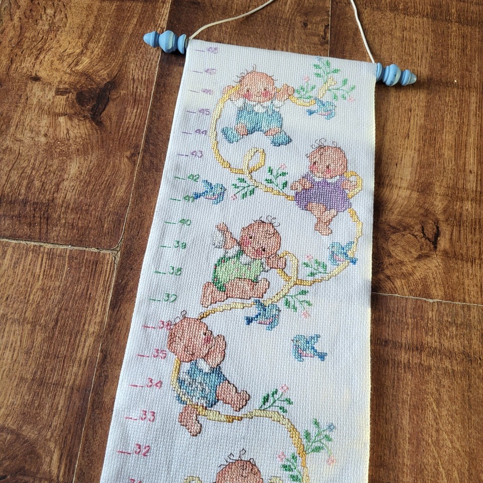 Cross stitch childrens growth measuring chart, hanging banner | eBay UK