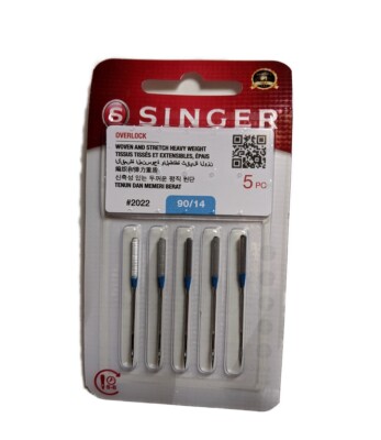 5 Genuine Singer 14Sh, 14T, 14CG, 14J Serger Overlock Needles 2022 90/ ...