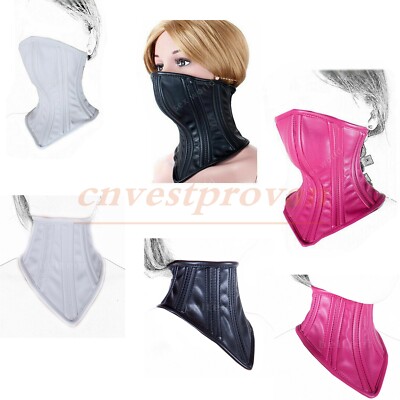 Double Layer Mask Chin Neck Corset Posture Collar Leather Bondage ...