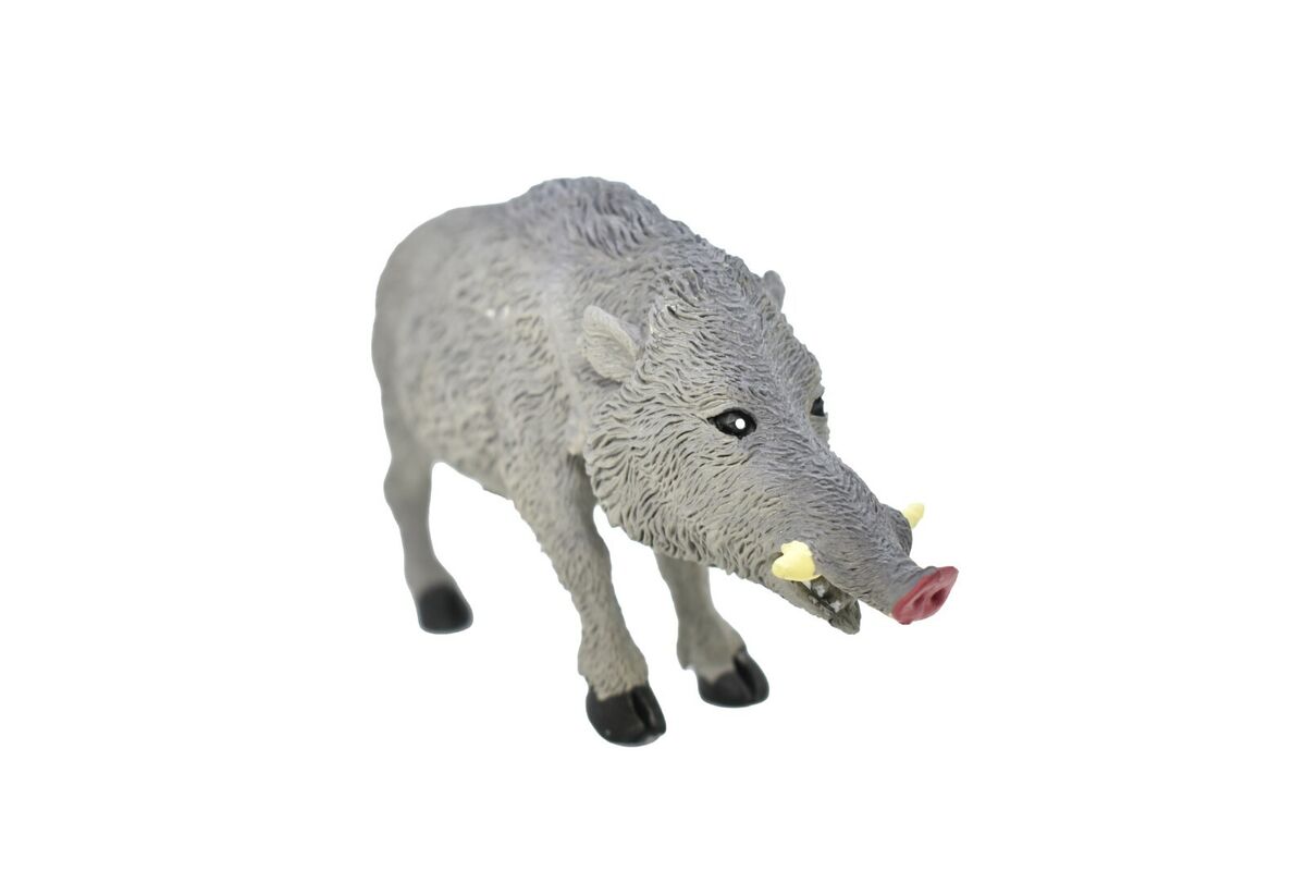 Boar, Wild Pig, Grey, Plastic Animal, Realistic Hand Painted Boar, Wild Pig, Grey, Plastic Animal, Realistic Hand Painted