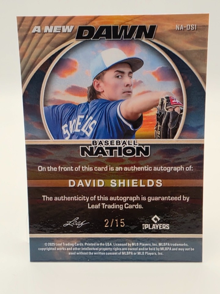 2024 Leaf Baseball Nation - David Shields - A New Dawn Auto - Silver 2/ ...