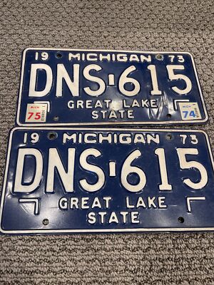 1973 Michigan License Plate Matching Pair | eBay