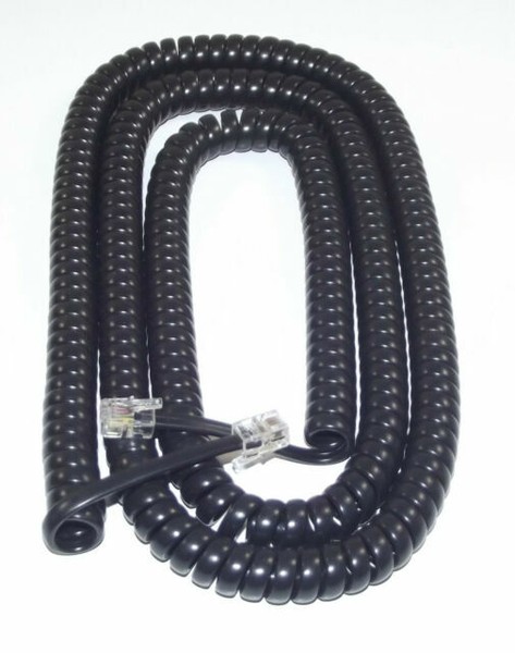 Extra Long Black Coiled Curly Telephone Handset Cord (25 Foot / 7.6m ...
