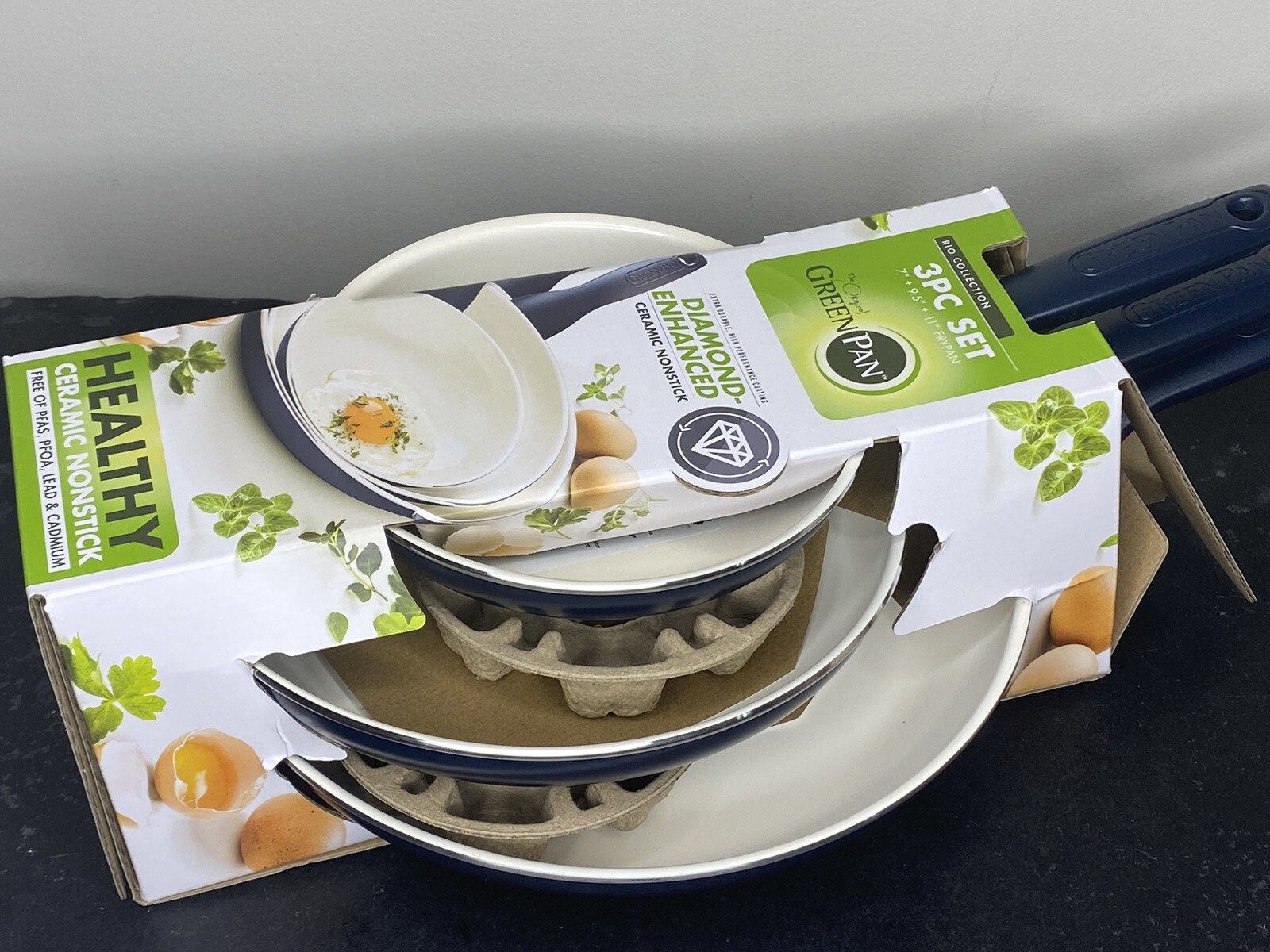 New The Original Greenpan Rio Collection 3 pc Set Navy Blue | eBay