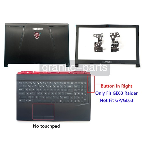 Plamrest RGB Keyboard/Back Cover/Bezel/Hinge For MSI GE63 Raider 8RE ...