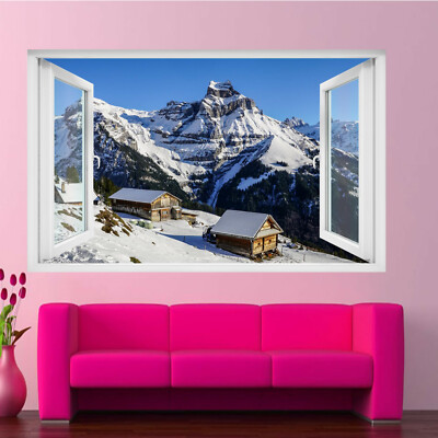 Alps Switzerland Wood Houses Wall Sticker Decal Art Mural Print Poster ...