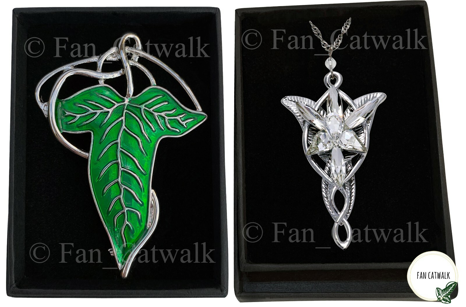 SILVER VEIN Elven Leaf Brooch Arwen Evenstar SET Hobbit LOTR Lord of ...