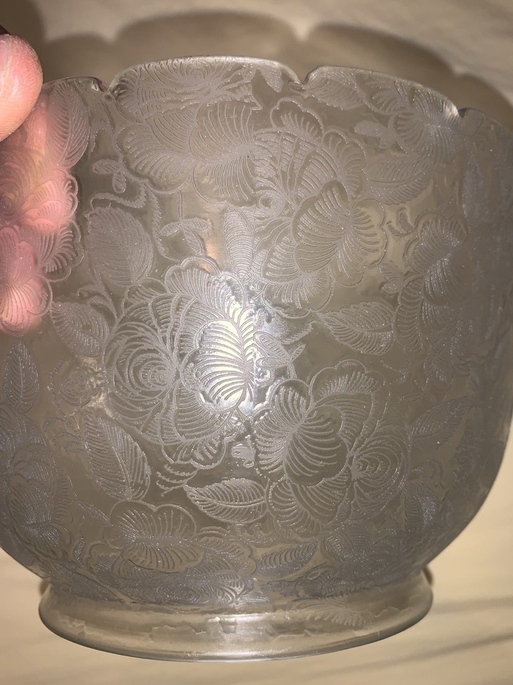 Antique Victorian Gas Lamp Light Shade Satin/Clear/Chintz/Etched | eBay