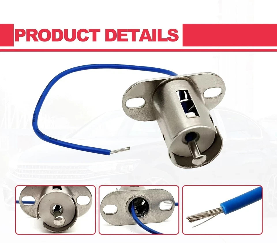 2PCS BA15s 1156 Bayonet Type Silver Led Bulb Socket, for Auto Truck ...