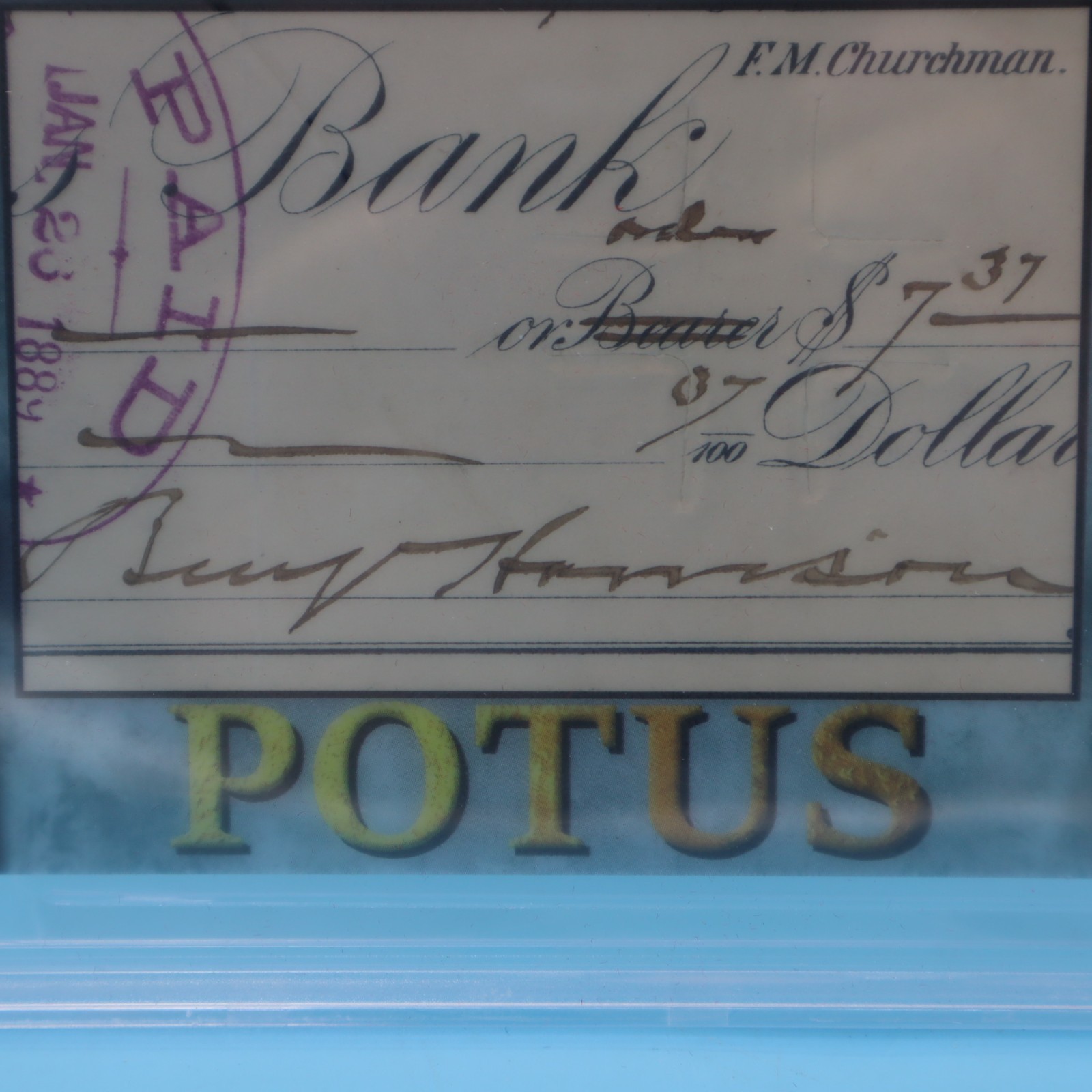 President BENJAMIN HARRISON Signed Cut Display 2018 POTUS SET BECKETT ...