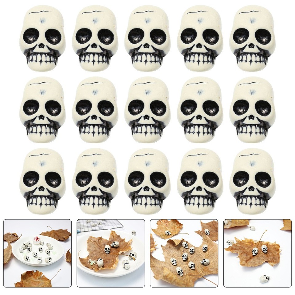25Pcs Halloween Skeleton Head Decoration Human Skull Head Ornament ...