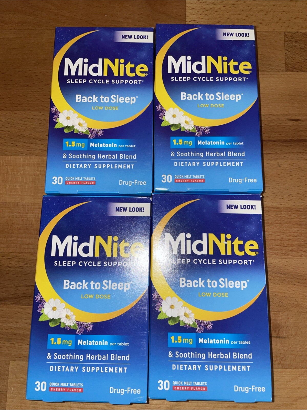 4X-MIDNITE BACK TO SLEEP MELATONIN DRUG-FREE 30 TABLETS CHERRY EXP 1/26 ...