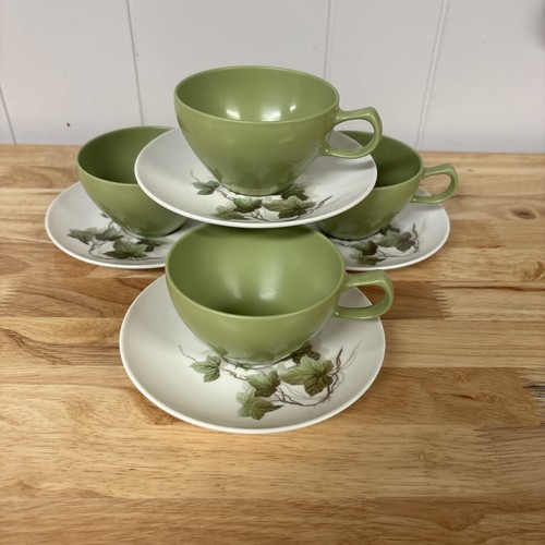 Oneida Deluxe Melamine Saucer Set Teacup Tea Cup 4pc Avocado Green ...