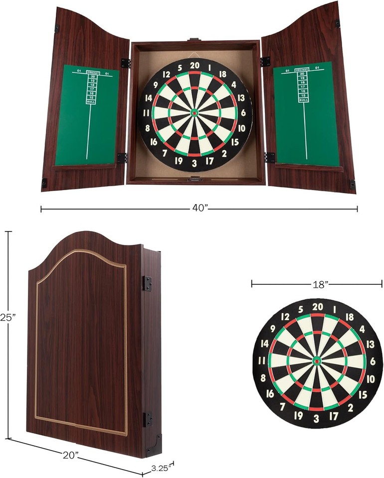 Vintage Wood Dart Board Cabinet Set. Professional Dart Game Set with ...