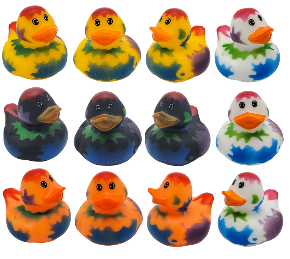 Splat Rubber Duckies (2") Standard Size. (12 Pack) Colorful Paint ...