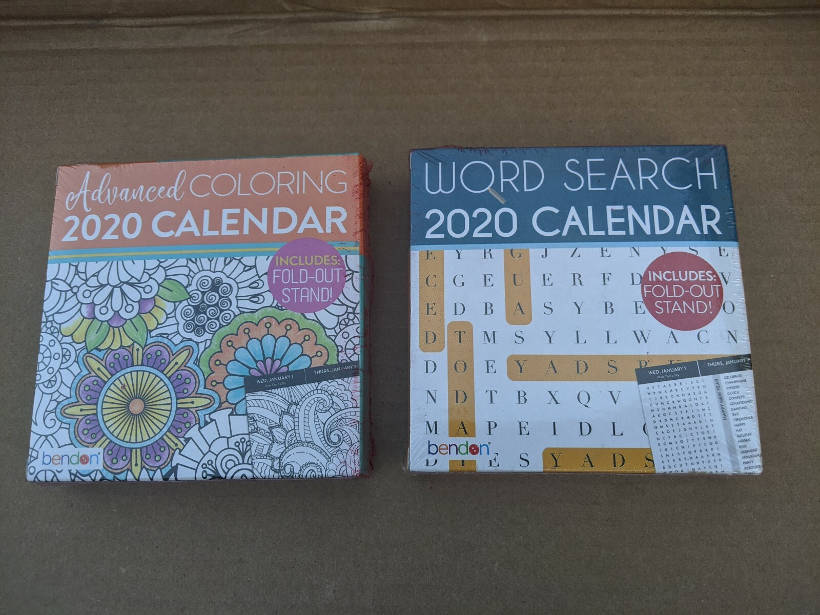 2 Calendar Lot Bendon 2020 Mini Desk Word Search Crossword Puzzle ...