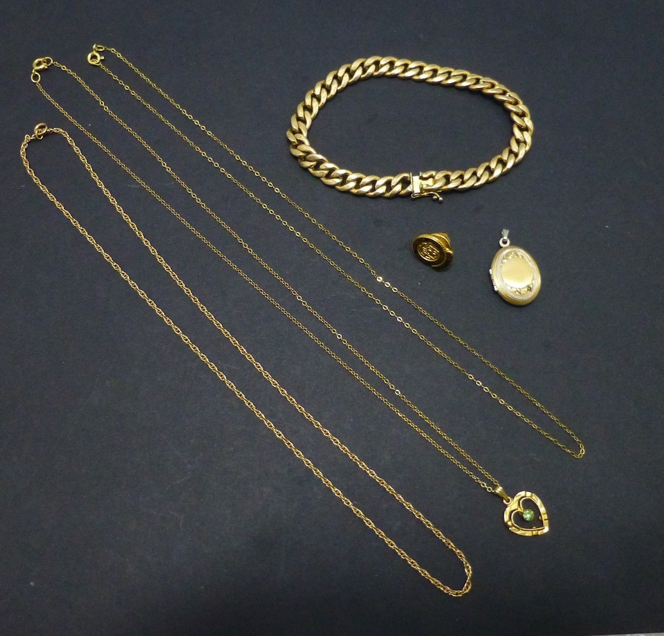 Gold filled jewelry lot bracelet pin necklace locket 1/20 12k 10k gf 35 ...