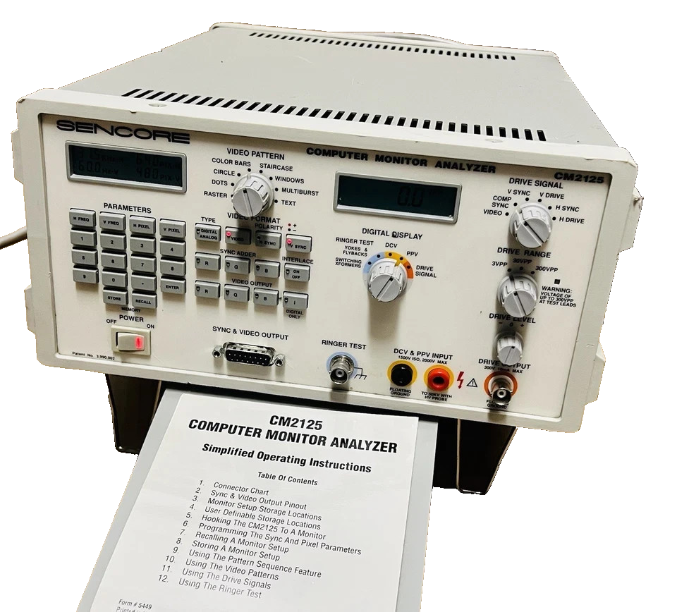 Sencore CM2125 Computer Monitor Analyzer | CRT / VGA / RGB Display Test ...