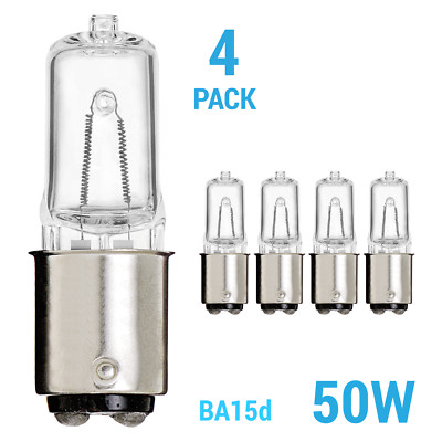 (4 Pack) JD Type CLEAR Bulbs 50Q/CL 50W 120V T4 Double Contact DC ...