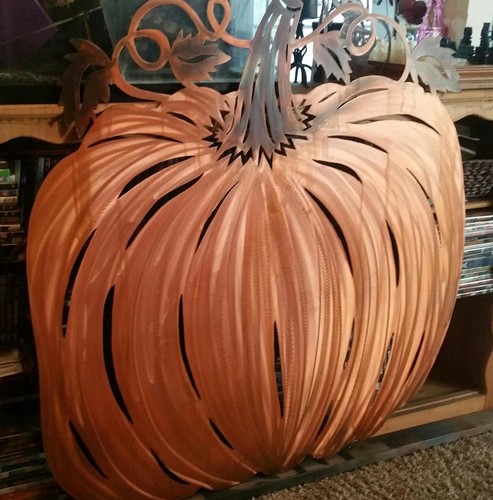 Large pumpkin metal art fall decor rustic indoor outdoor garden ...