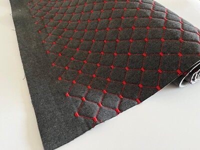 GRAY/RED Diamond Stitch Embossed Fabric Lining Car Upholstery ...