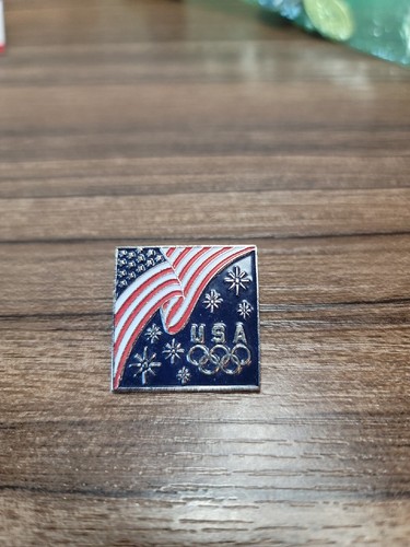 Winter Olympic Games Team USA Flag Square Enamel Lapel Pin Snowflakes 1 ...