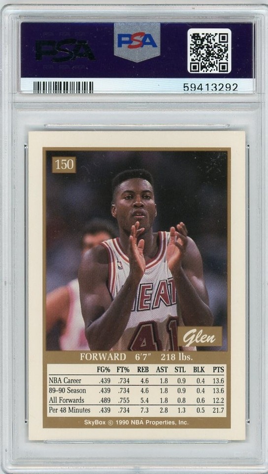 Glen Rice 1990 Skybox Rookie Basketball Card PSA 8 Mint NBA Miami Heat ...