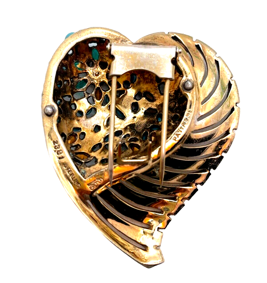 Large Boucher Heart Sterling Silver Turquoise Bead & Flower Phrygian ...