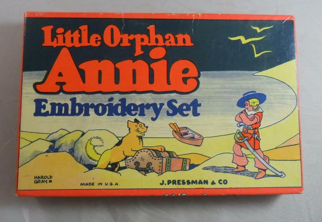 VINTAGE 1930'S LITTLE ORPHAN ANNIE EMBROIDERY SET J PRESSMAN PIRATE ...
