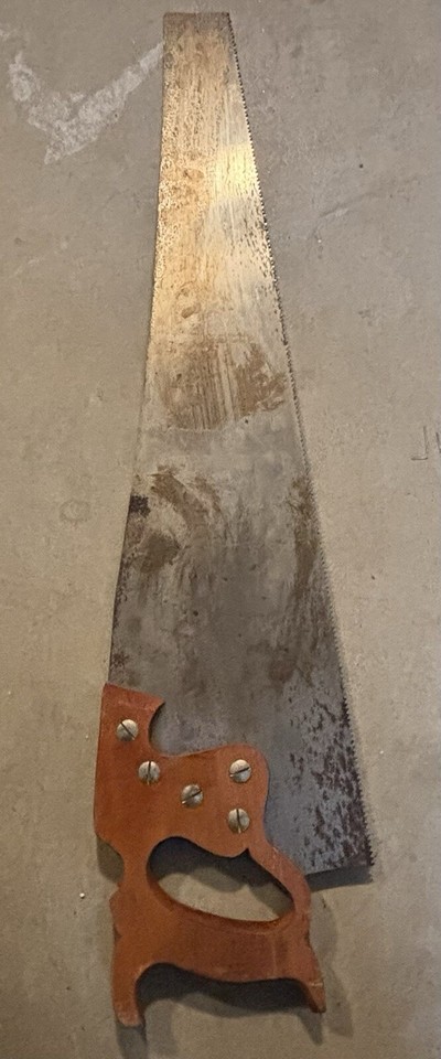 Vintage Antique Henry Disston D-8 Etching USA 8 Pt. Stamped Hand Saw w ...